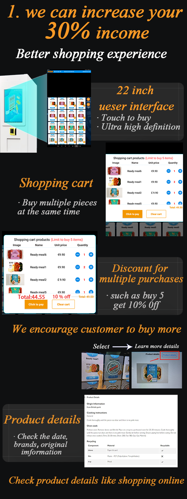 -18℃ Freezing Locker Vending Machine for pre-made meal food