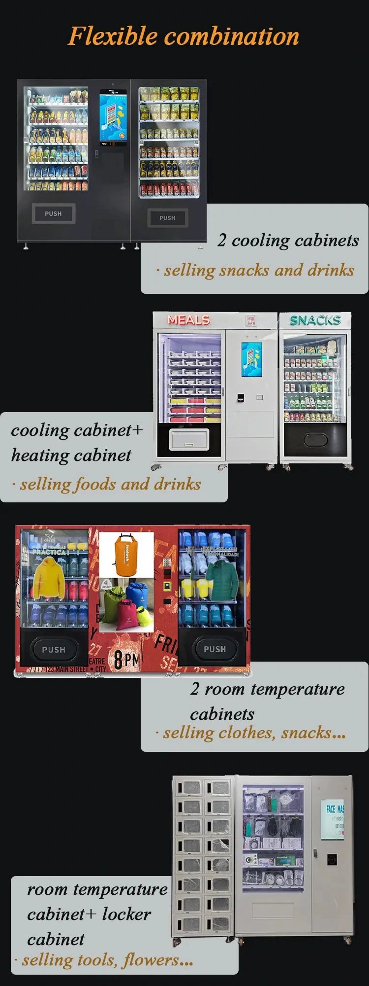 Two-in-One Big Capacity Combo Snacks Drinks Vending Machine