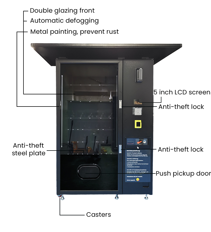 Outdoor Vending Machine with Shelter for Snacks Drinks