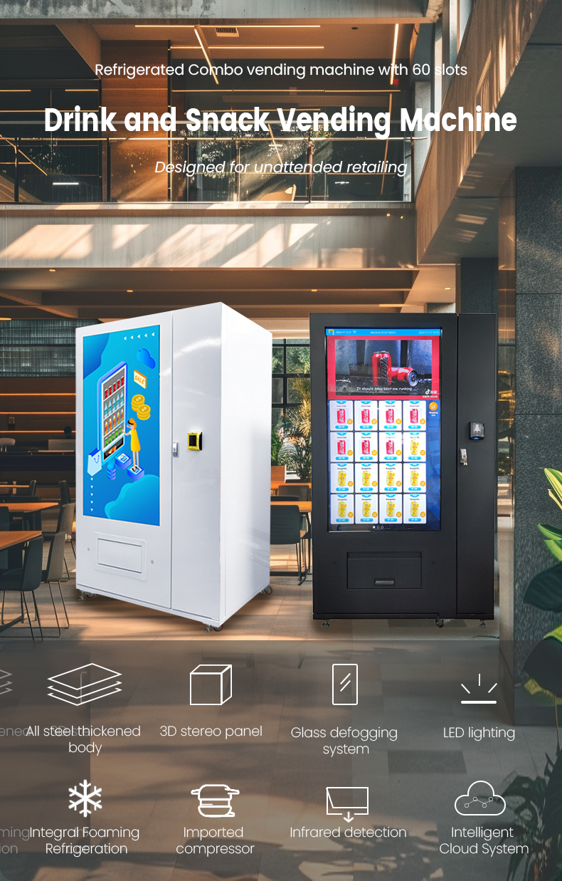 Full-screen snack drink vending machine optional payments