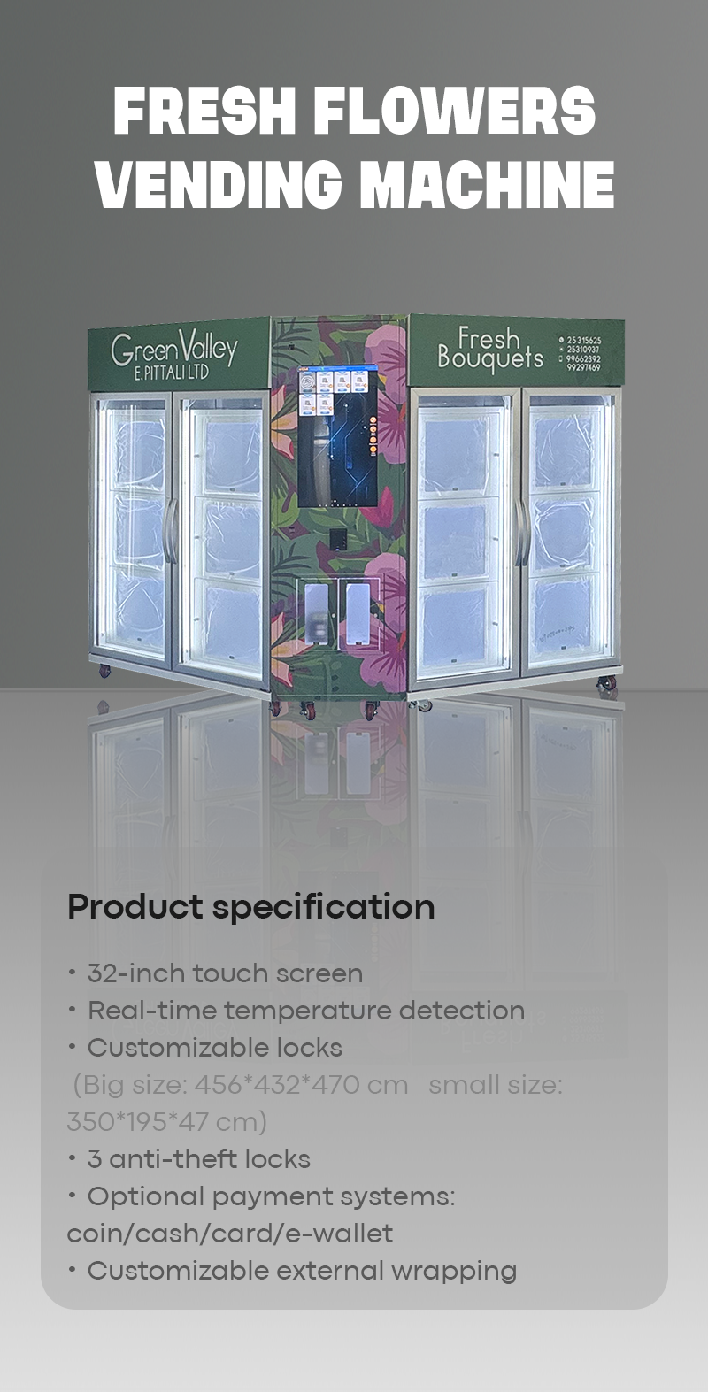 24-Hour Florist Flower Vending Machine Manage Flowers Shelf Life