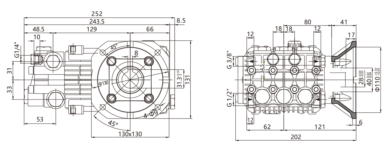 Exterior house washing water jet pump
