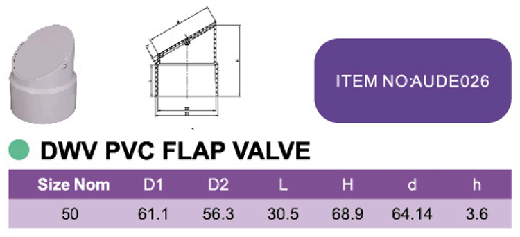 DWV PVC FLAP VALVE , FITTINGS , PVC - 公元管道（浙江）有限公司