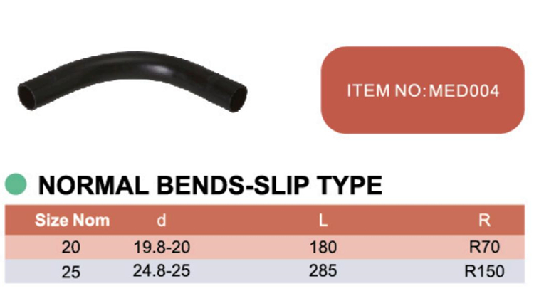 NORMAL BENDS-SLIP TYPE , PVC , ERA - 公元管道（浙江）有限公司