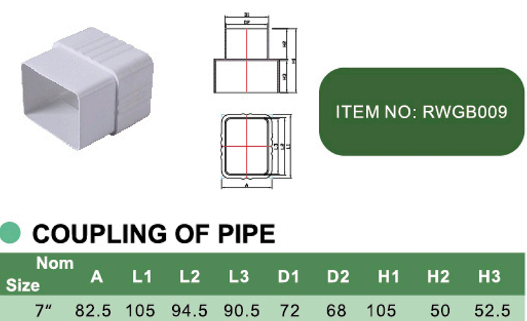 COUPLING OF PIPE , PVC , GUTTER - 公元管道（浙江）有限公司