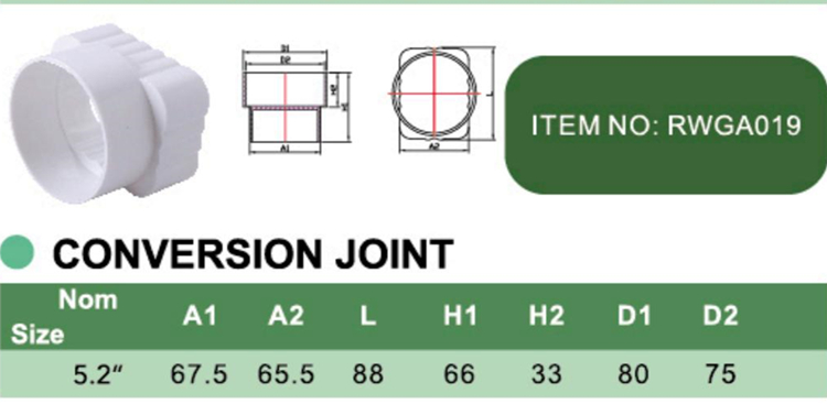 CONVERSION JOINT , PVC , GUTTER - 公元管道（浙江）有限公司