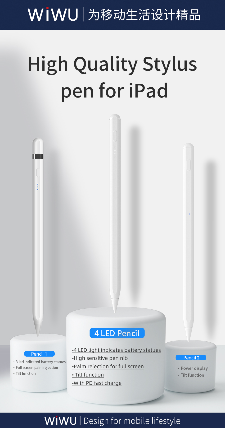 WiWU Design for iPad Pencil Pro with 4 LED : Palm Rejection &Tilt ...