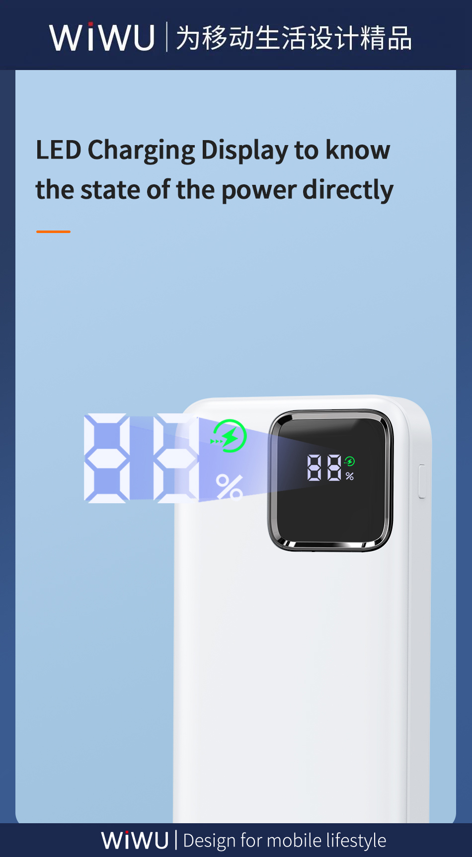 WiWU 10000mAh Power Bank with Cable