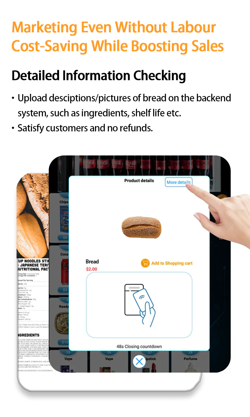 bread vending machine for unmanned retail bakery store