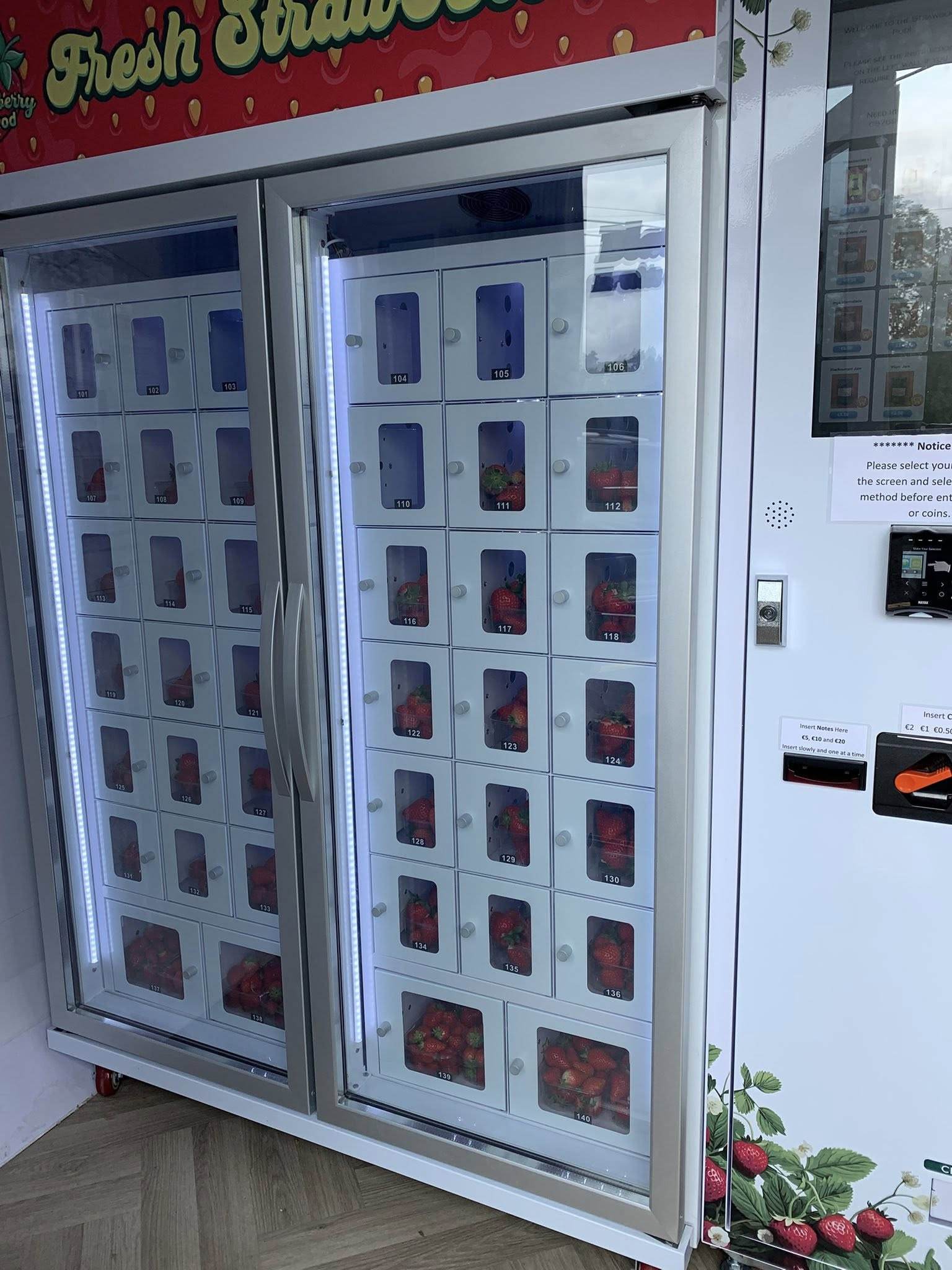 Strawberry Vending Machine Case in Ireland for Fresh Farms