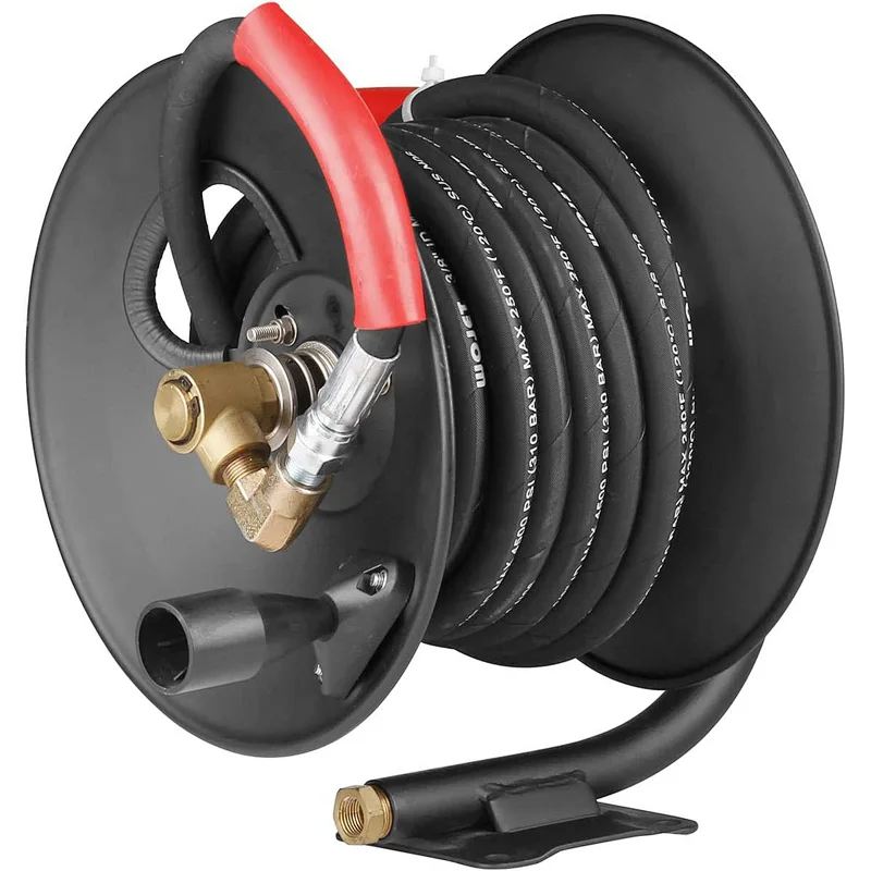 30m 60m Pressure Washer Rubber WIre Hose Manual Hose Reel With Sewer ...
