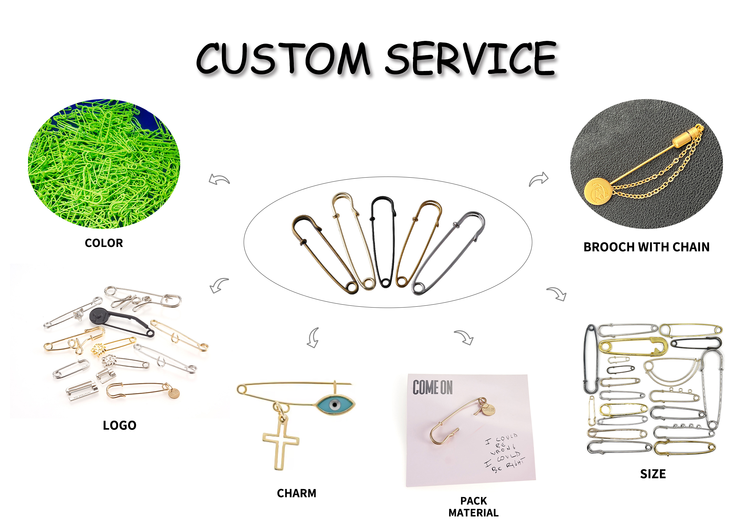 Custom Safety Pin Charm|Jialin Hardware Jewelry