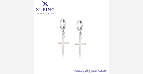 Wholesale Xuping White Gold Color Cross Earrings for Men