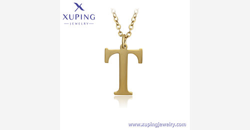 Wholesale Xuping 14K Gold Color Letter T Initial Pendant Necklace