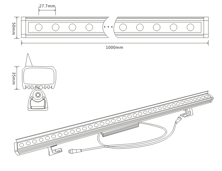 36W DC24V RGB dmx colorful led wall washer light- likelight