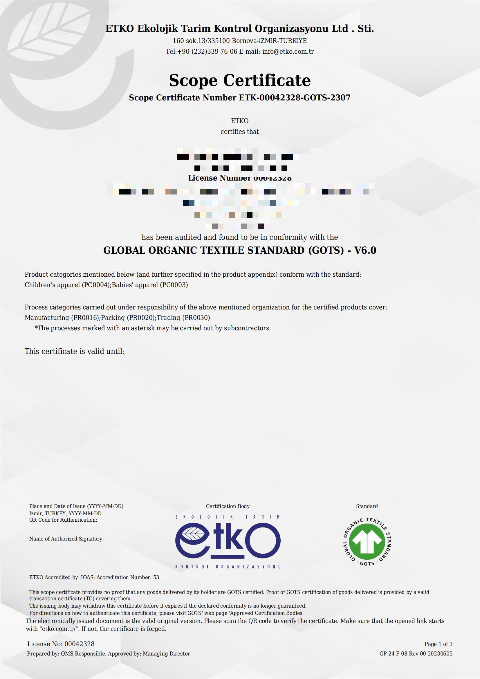 GOTS certification - HSTRADE