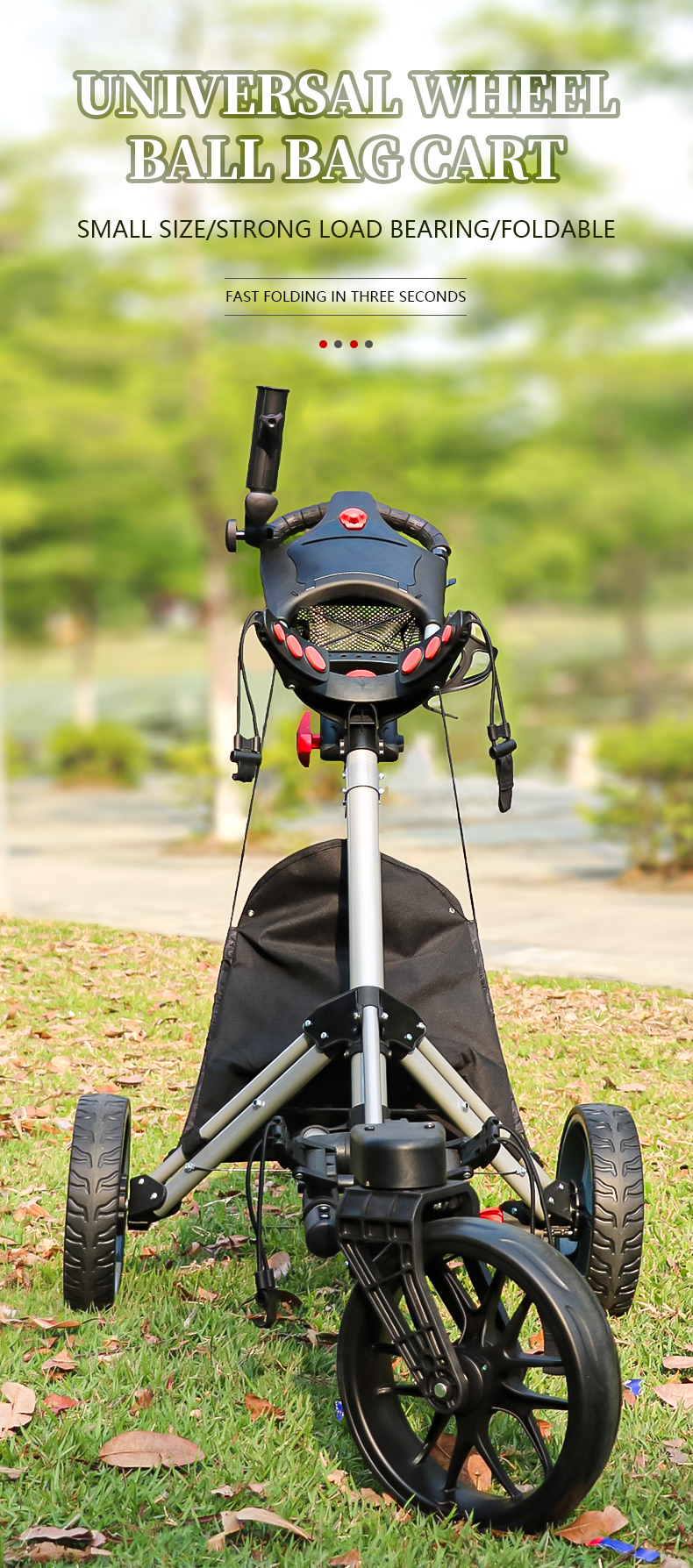 3-Wheel Golf Push Cart – Durable, Foldable Golf Trolley