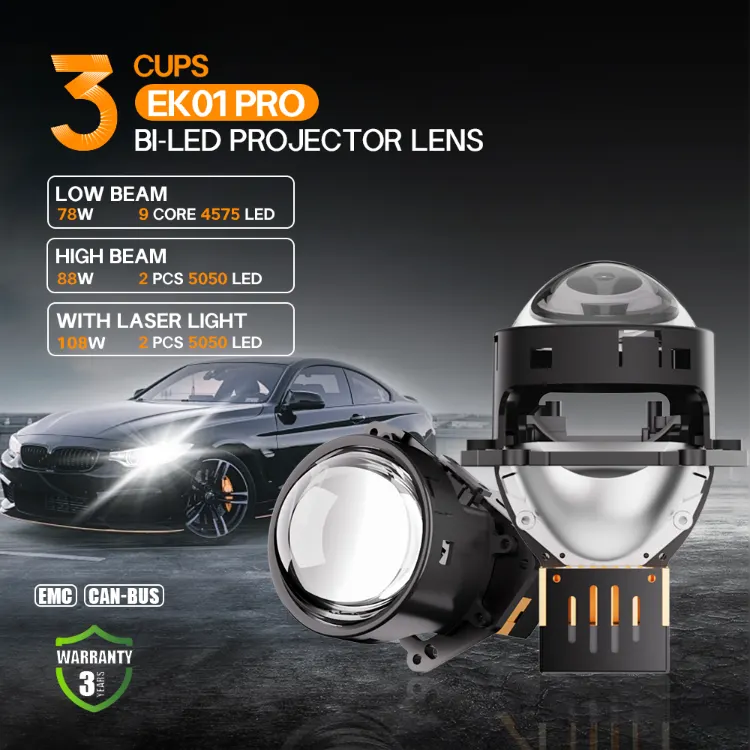 3.0 Inch Projector Headlight Lens Bi LED Headlamps Upgrade