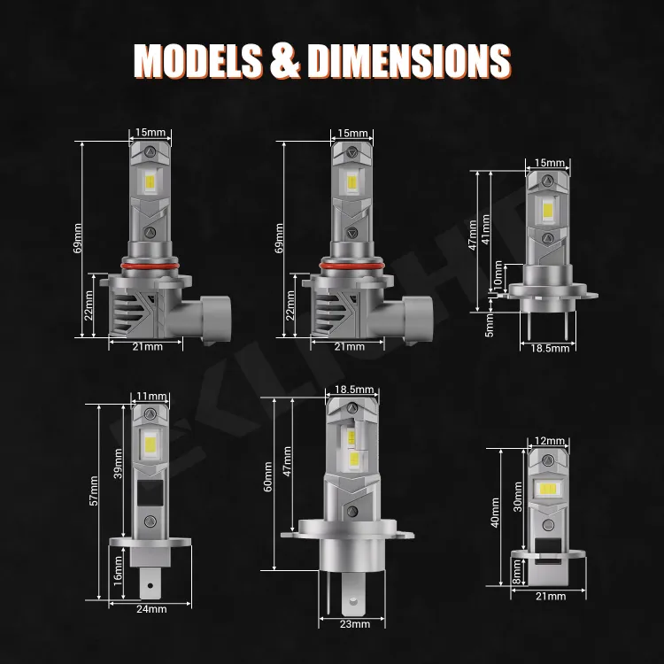 Mini Halogen Size H7 Led Light Bulb Fanless Led H7 Lights