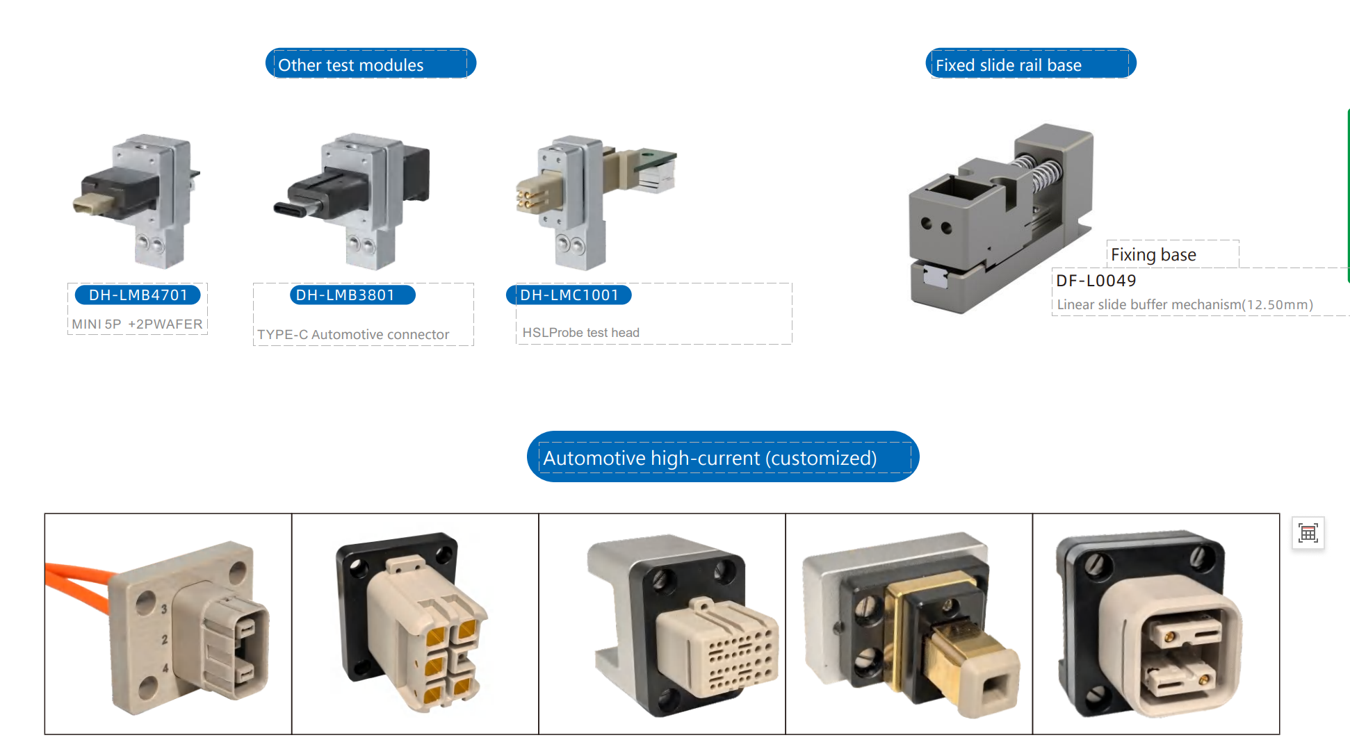 Automotive test connectors supplied by saisheng