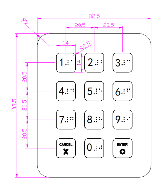 Manufacturer of RS232 metal keypad with braille - KEYU