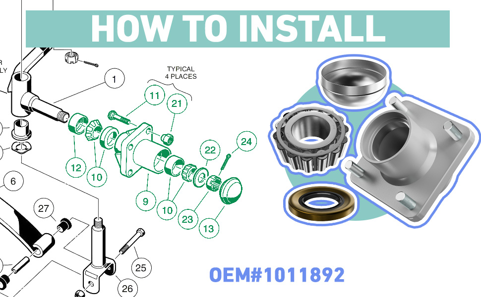 Club Car DS Wheel Hub and Bearing Kit 1981-2003 | Drive-up