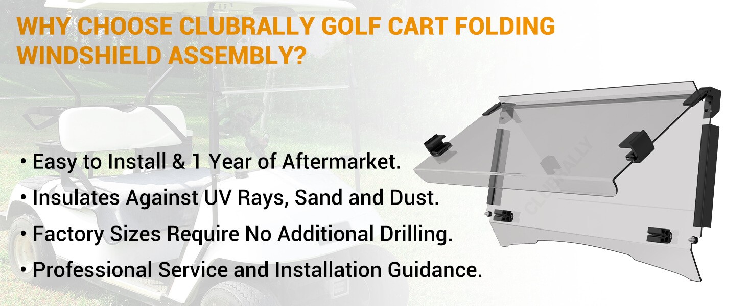 Drive-up EZGO Golf Cart Windshield - Foldable TXT 1995-2013