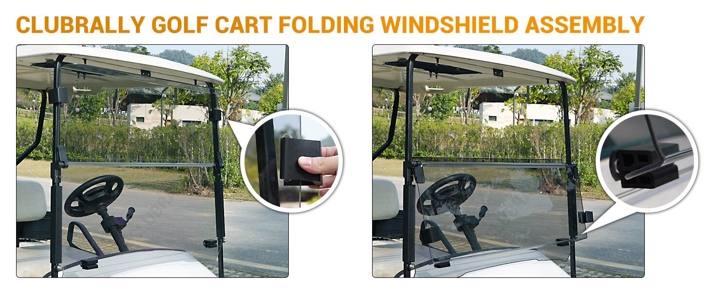 Drive-up EZGO Golf Cart Windshield - Foldable TXT 1995-2013