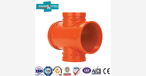 4"×2" Grooved Reducing Cross Orange Paint Coating Pipe Fitting UL/FM ...